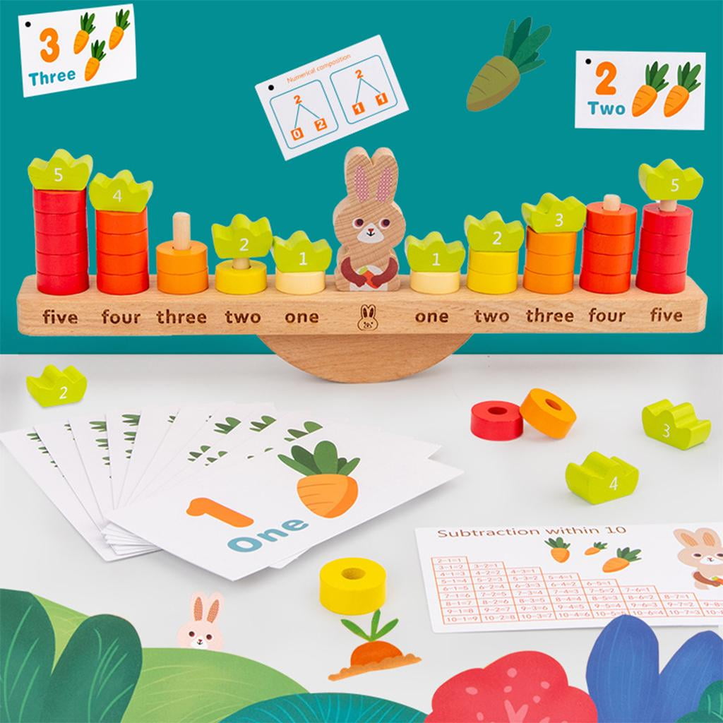 Wooden 54pcs Building Blocks Rabbit Balance Stacking Counting ...