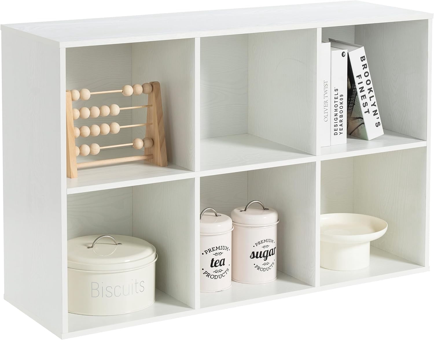 VDNEND Wooden 6-Cube Storage Organizer with Closed Back Panel, 11in ...