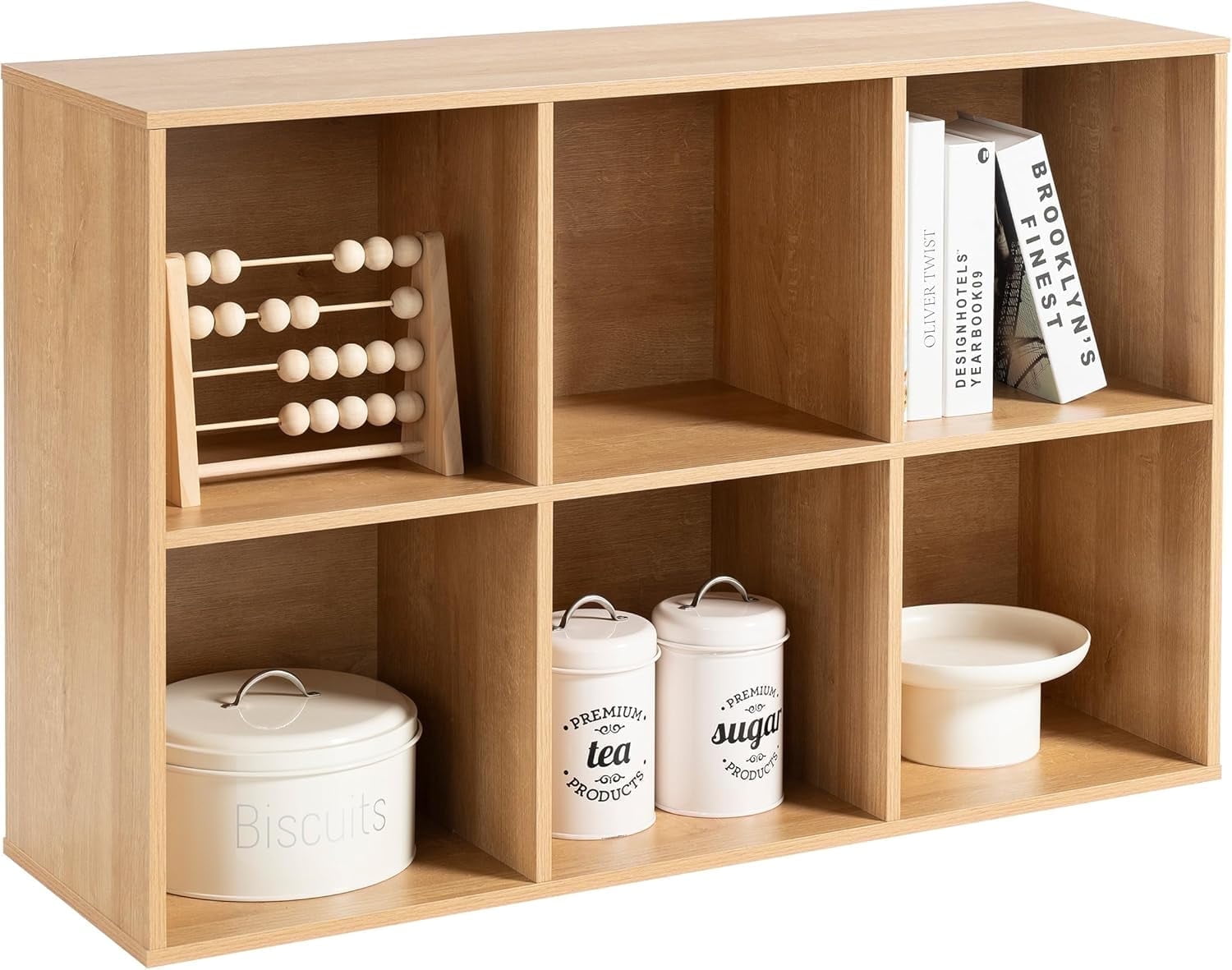 ANHDAH Wooden 6-Cube Storage Organizer with Closed Back Panel, 11in ...