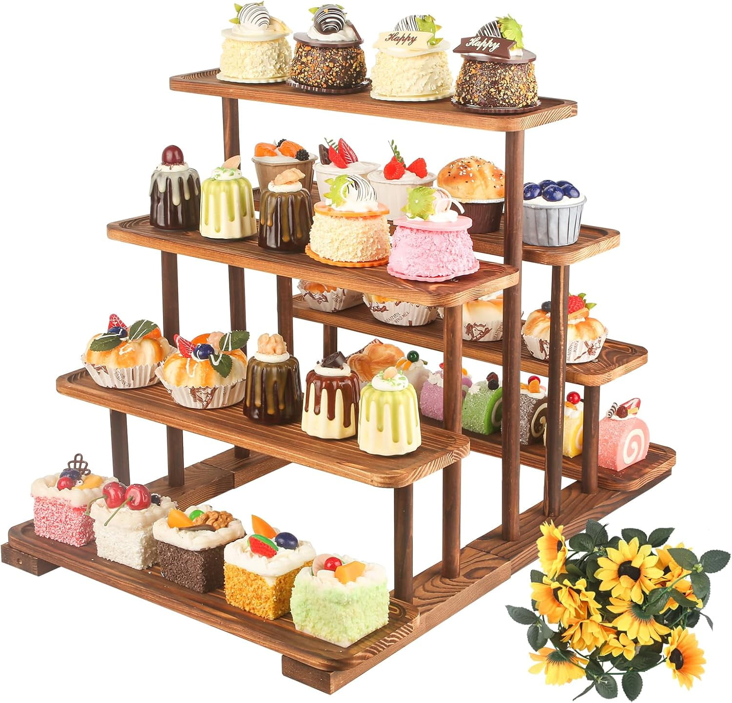 Wooden 7 Tier Cupcake Stand & Towers Serving Trays for Party with Vine ...