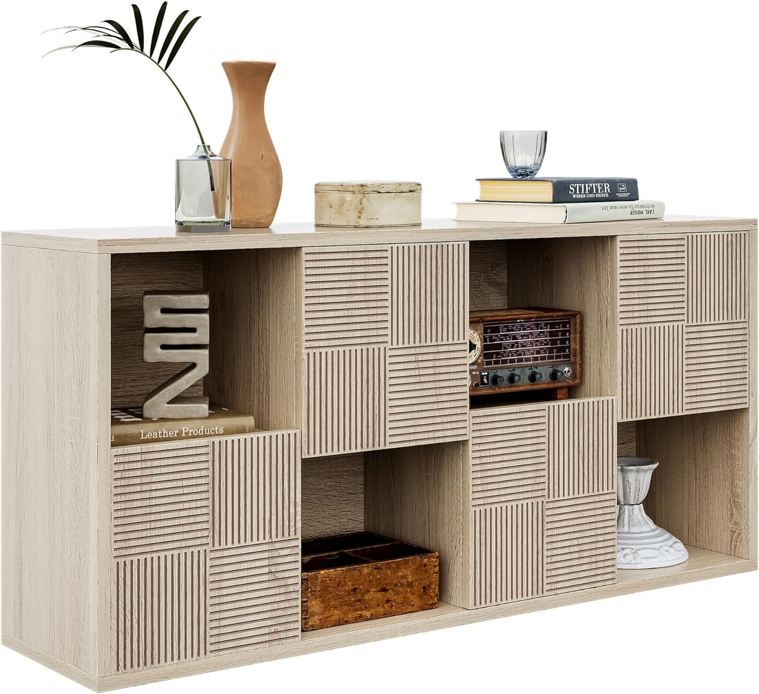 Wooden 8 Cube Storage Organizer with 4 Doors, Cubby Storage Organizer ...