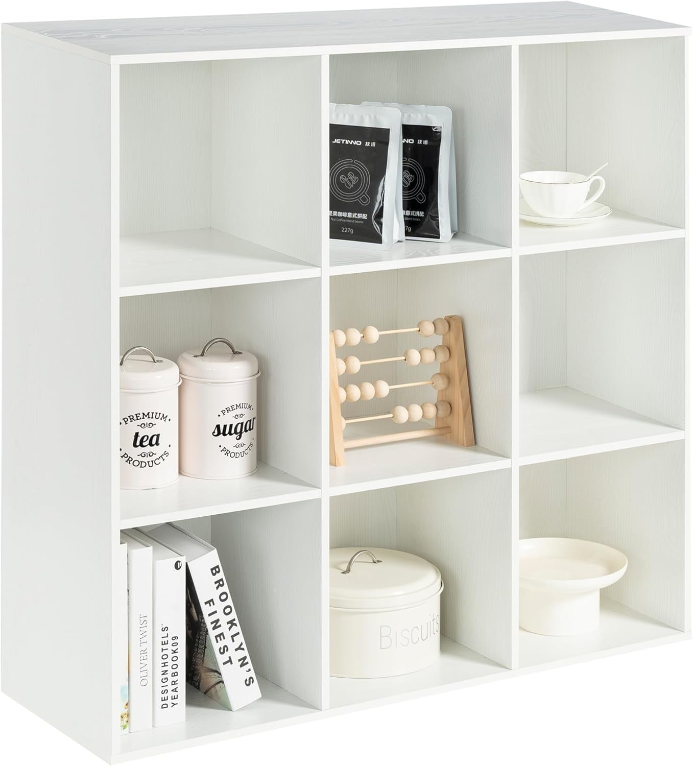 VDNEND Wooden 9-Cube Storage Organizer with Closed Back Panel, 11in ...