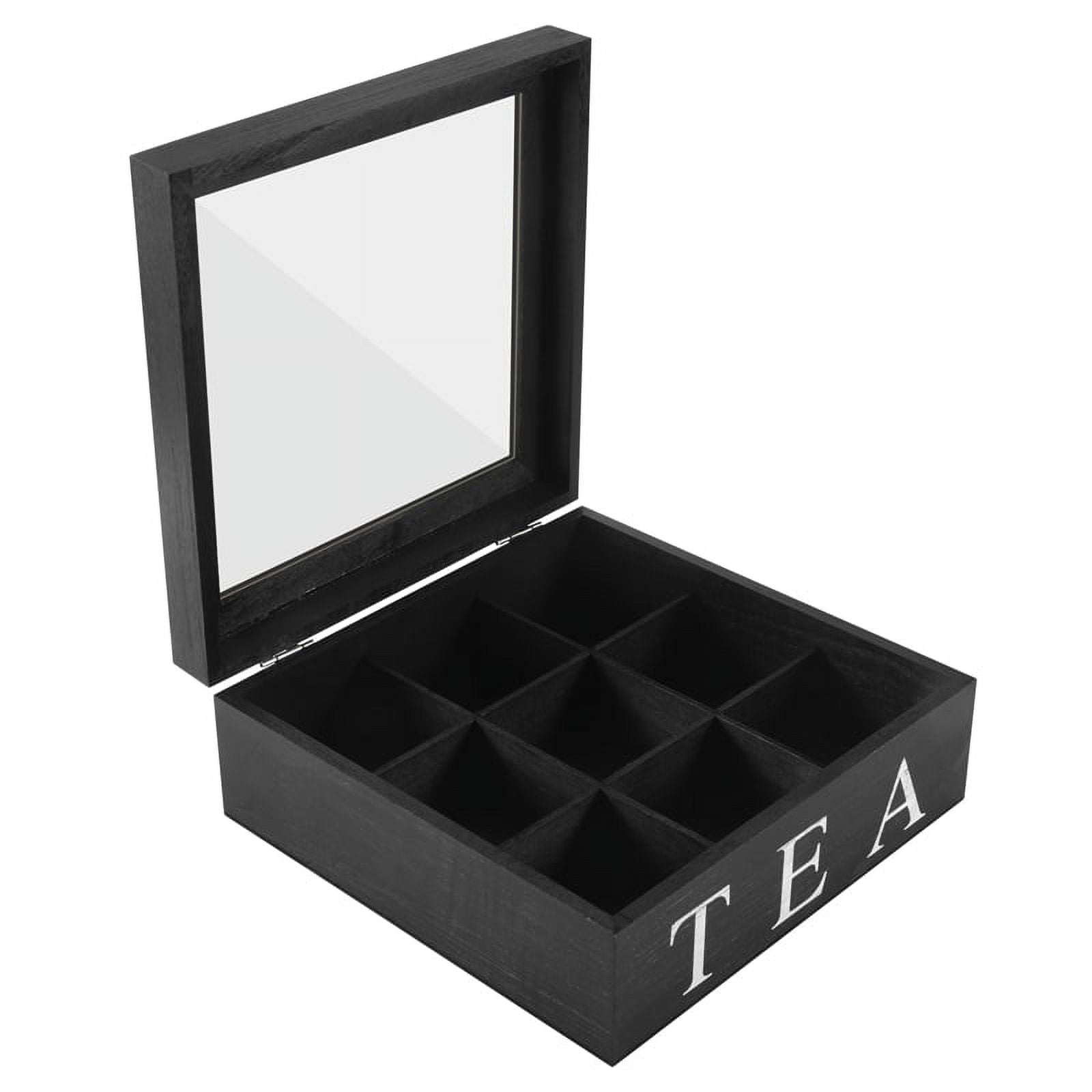 Wooden Tea Box, 9 Compartments Tea Bag Organizer, Black, Storage ...