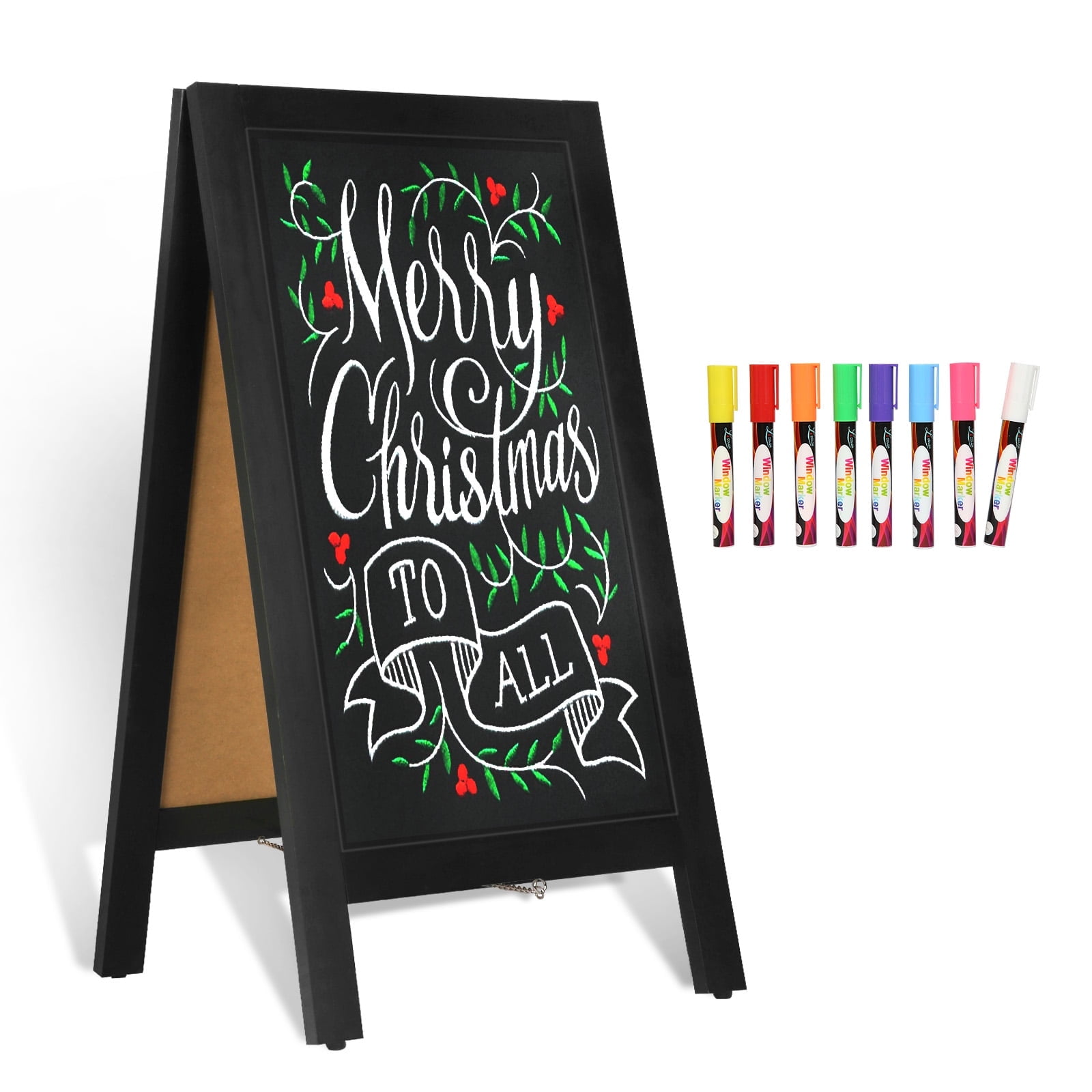 Wooden A-Frame Chalkboard Sign 40" x 20" Magnetic Sidewalk Menu Board ...