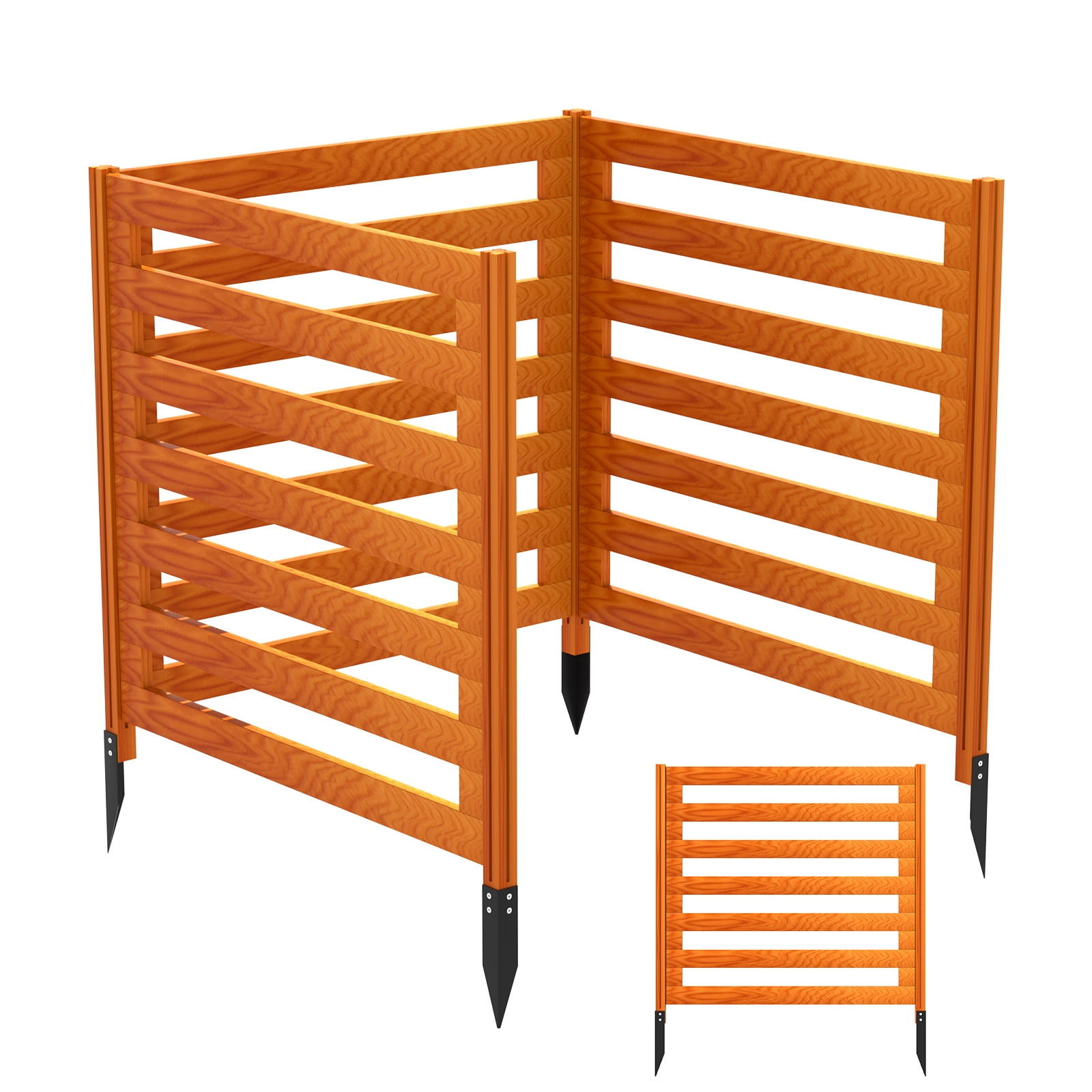 Wooden AC Unit Cover, Light Brown Durable Finish, 3 Panels with Metal ...