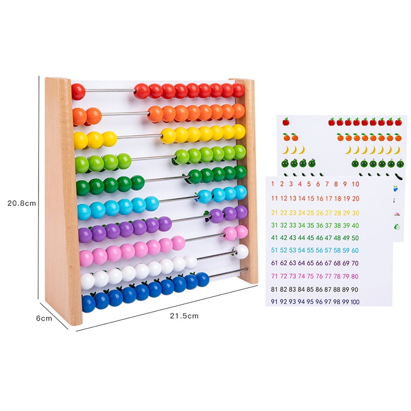 Wooden Abacus Educational Math Toy Children Rainbow Counting Beads ...
