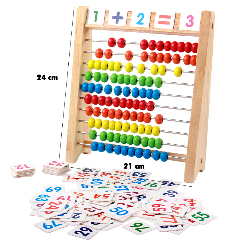 Wooden Abacus Educational Math Toy Children Rainbow Counting Beads ...