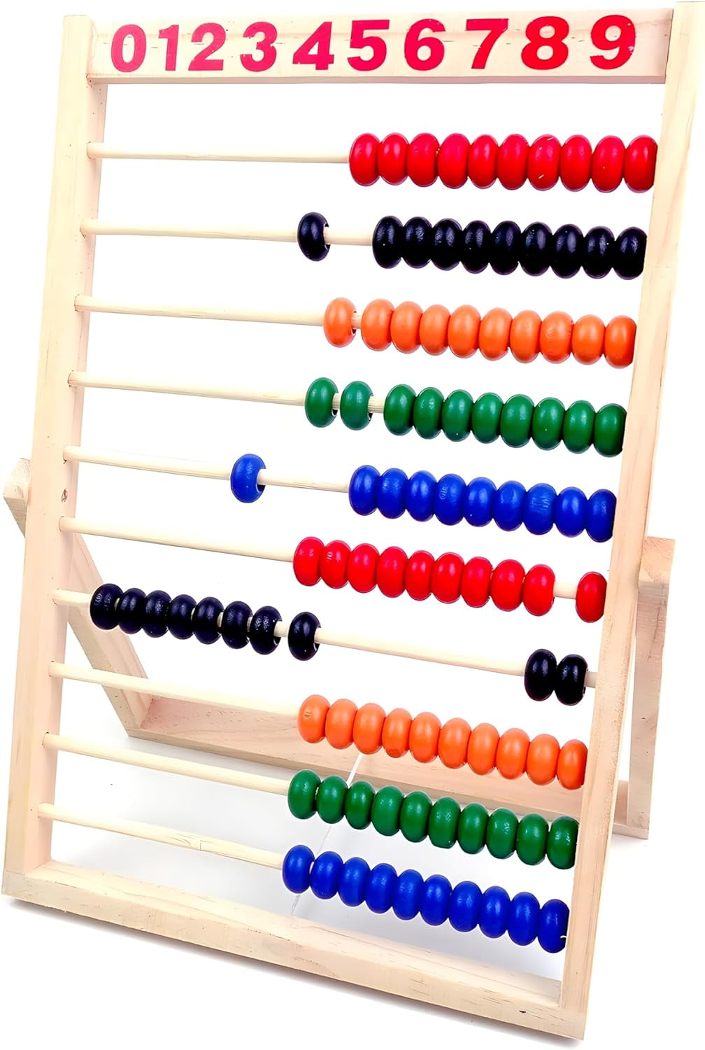 Wooden Abacus for Kids Math - 10 Rows Abacus, Multi-Color Counters for ...
