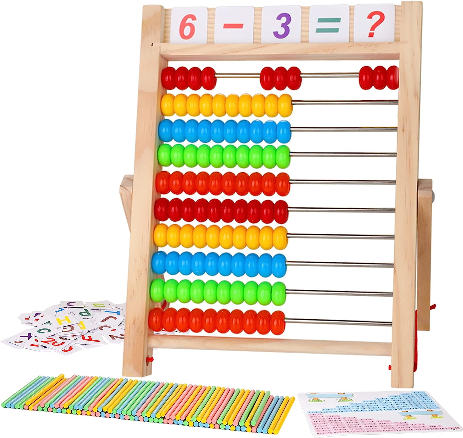 Wooden Abacus for Kids Math, Educational Counting Toy with Counting ...