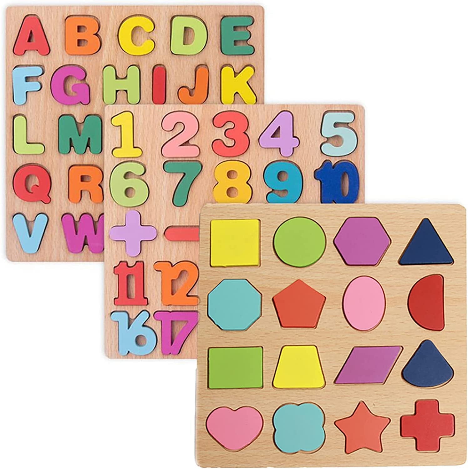 Wooden Abc Puzzle for Toddlers,Wooden Alphabet Number Shape Puzzles ...