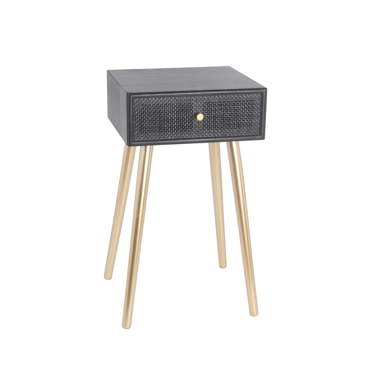 Wooden Accent Stand with 1 Spacious Drawer, Black and Gold- Saltoro ...
