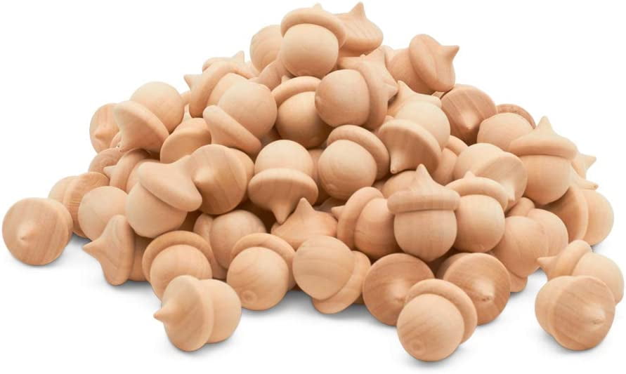 Wooden Acorns 1-1/4 Inch, Bag of 250 Natural Wood Counting & Sorting ...