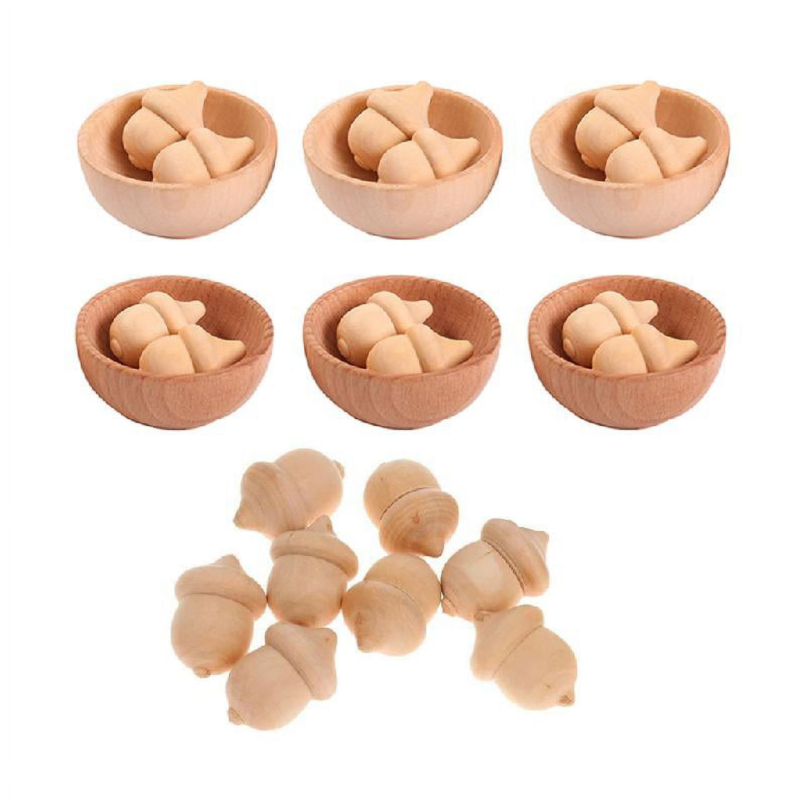 Wooden Acorns Counting & Sorting Kit - Unfinished Wood Set of 20 Acorns ...