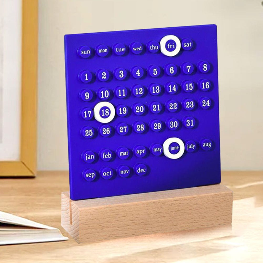 Wooden Acrylic Ring Desk Calendar Perpetual Calendar Month Date Display ...