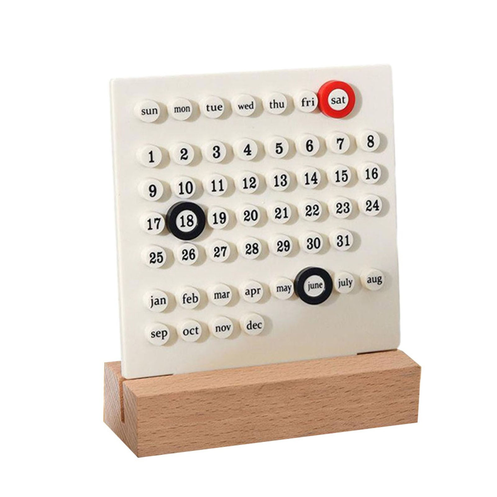 Wooden Acrylic Ring Desk Calendar Perpetual Calendar Month Date Display ...