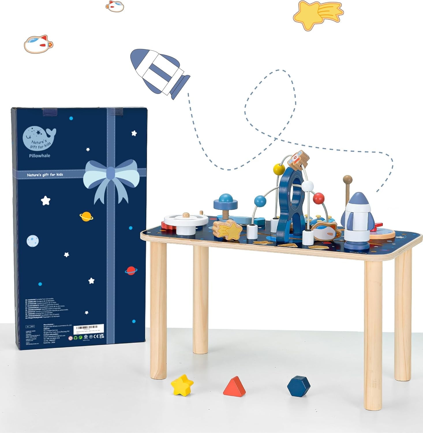 Wooden Activity Table, 8 in 1 Baby Activity Cubes for Kids, Toddler ...