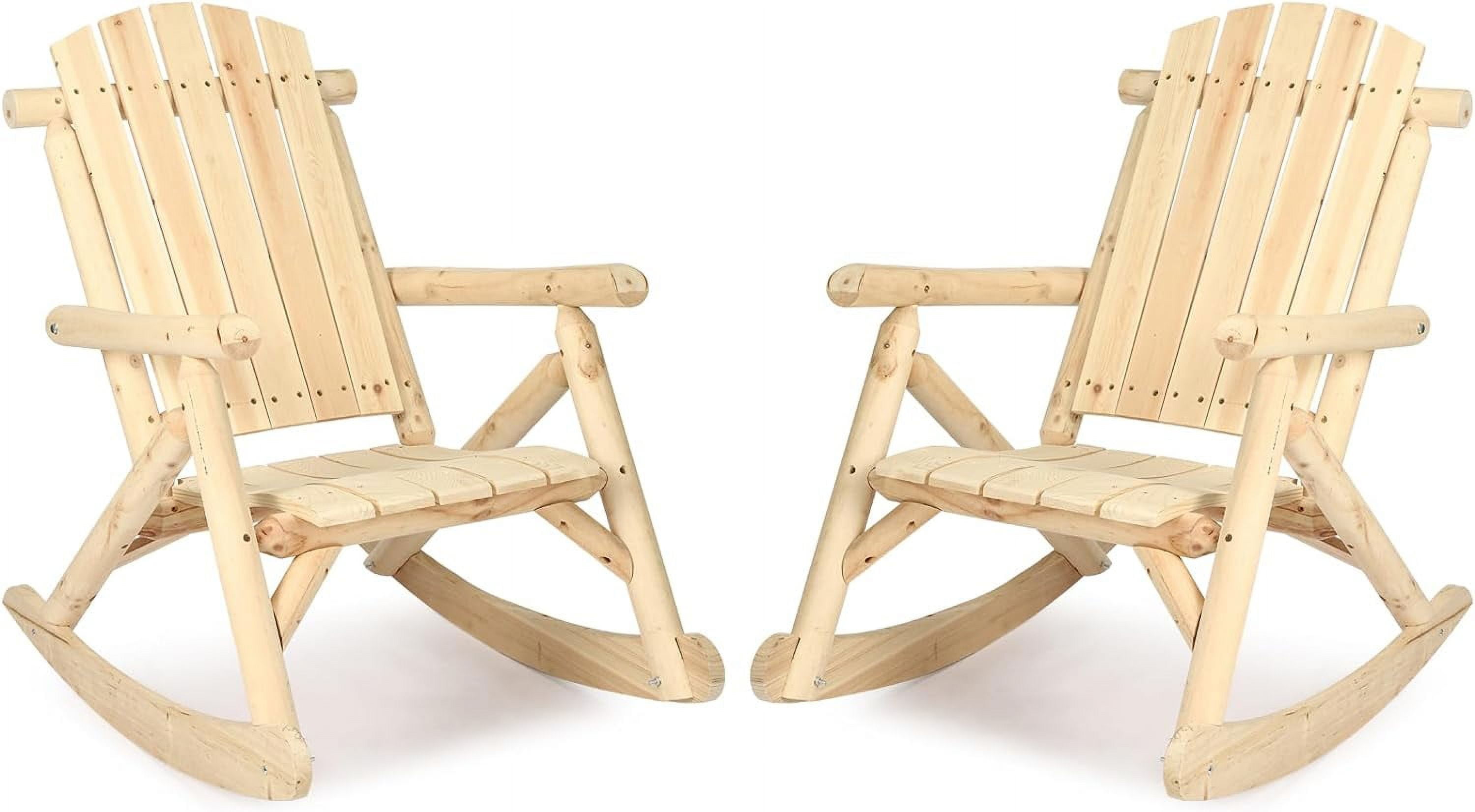 Wooden Adirondack Rocking Chair, Patio Log Rocker Outdoor Lounge Chair ...