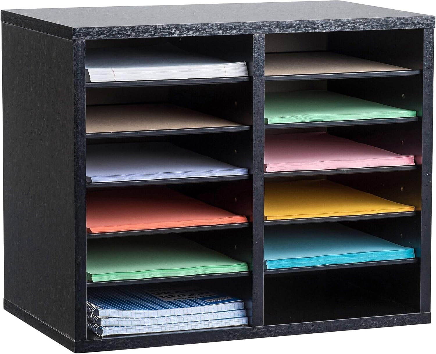 Wooden Adjustable Literature Organizer, 12 Compartment Office Mailbox ...