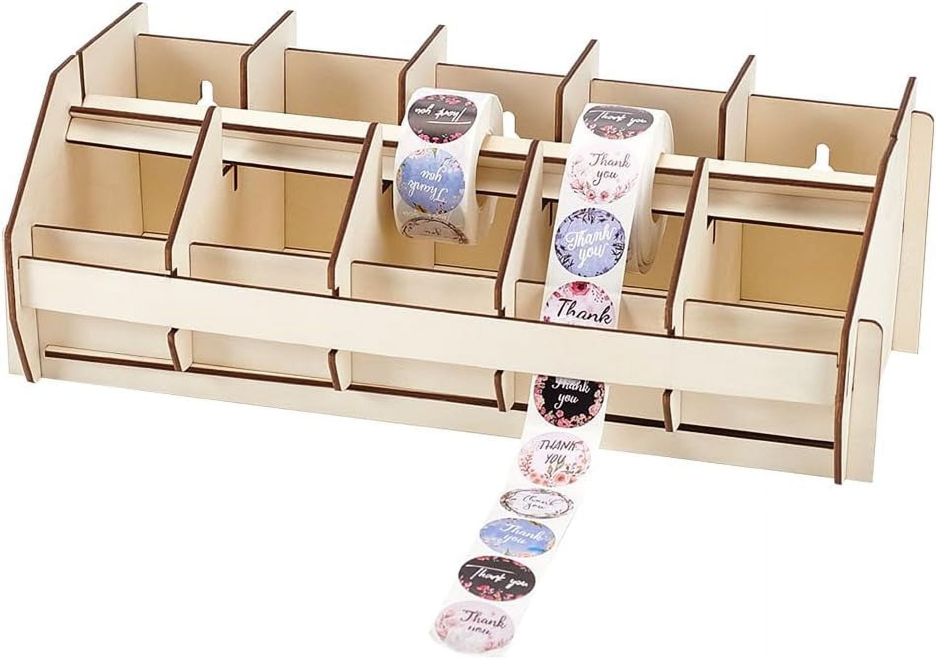 Wooden Adjustable Sticker Roll Holder Dispenser Floral White ...