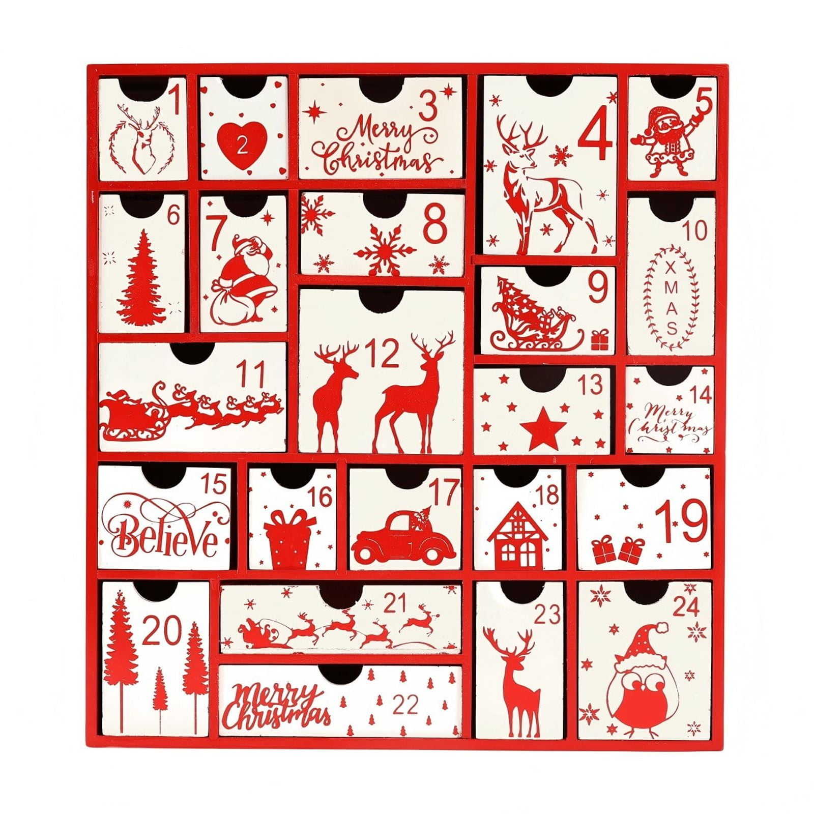 Wooden Advent Calendar Christmas Countdown Calendar with 24 Drawers ...