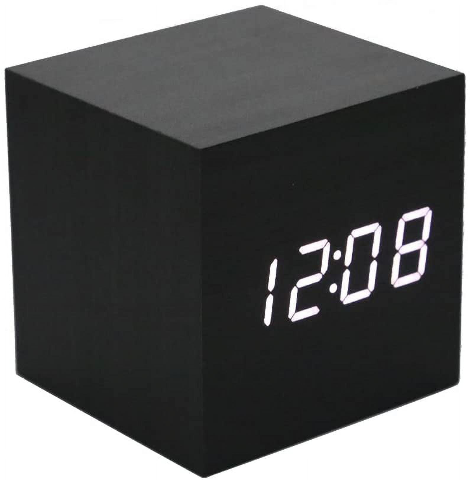 Wooden Alarm Clock - Mini digital clock with temperature time display ...