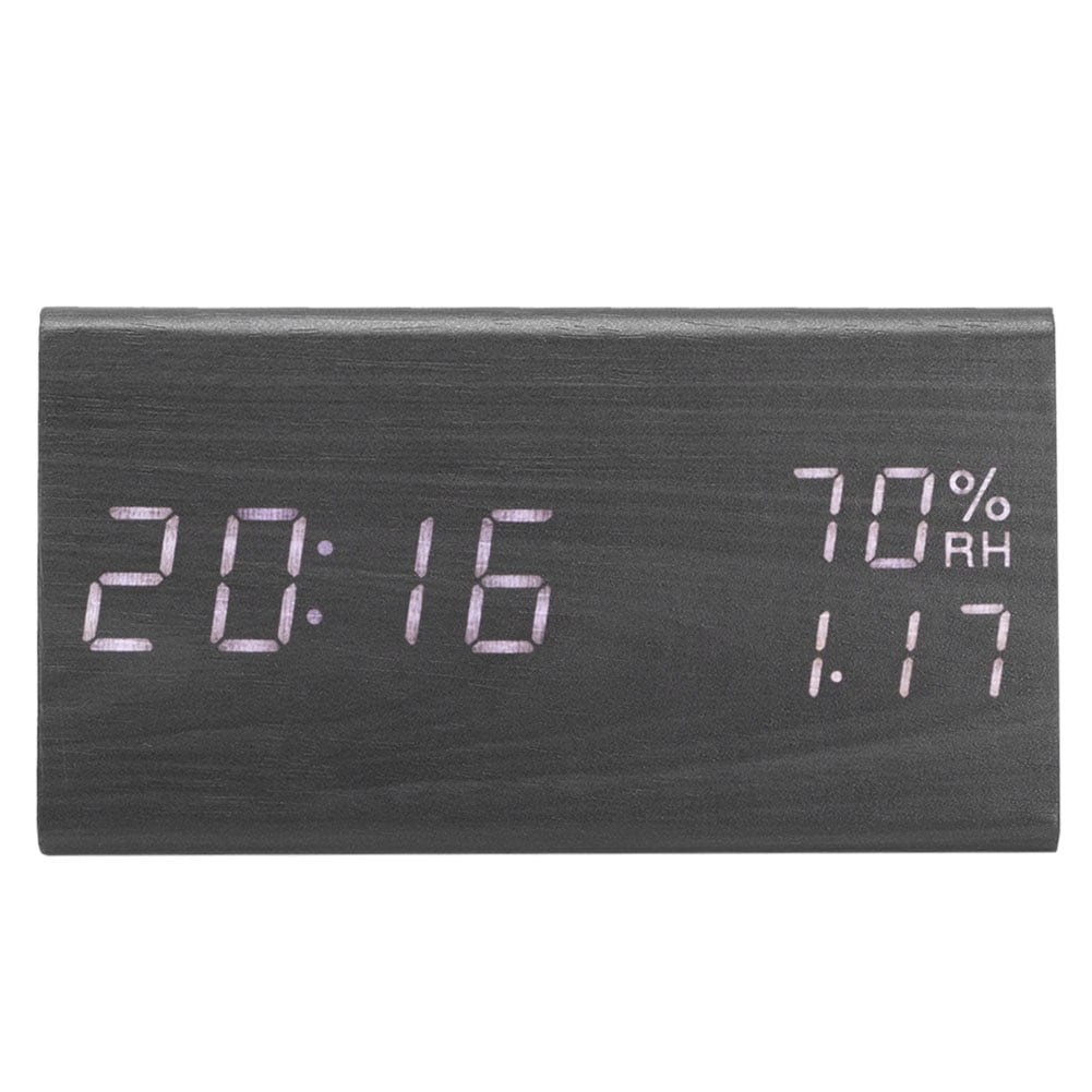 Wooden Alarm Clock, Wood LED Digital Desk Clock With Time Temperature ...
