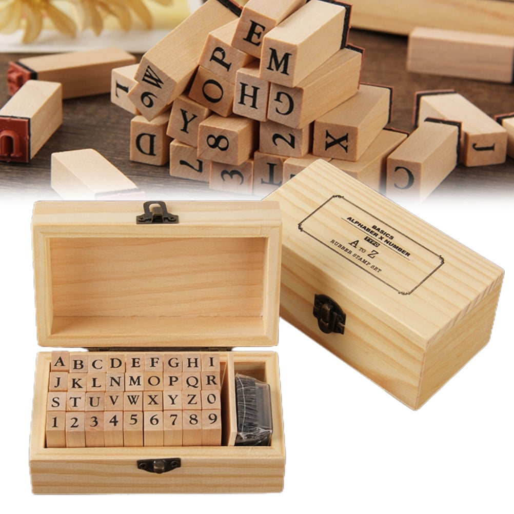 Wooden Alphabet Letter Number Stamps Multi Purpose Wooden Ink Stamps ...
