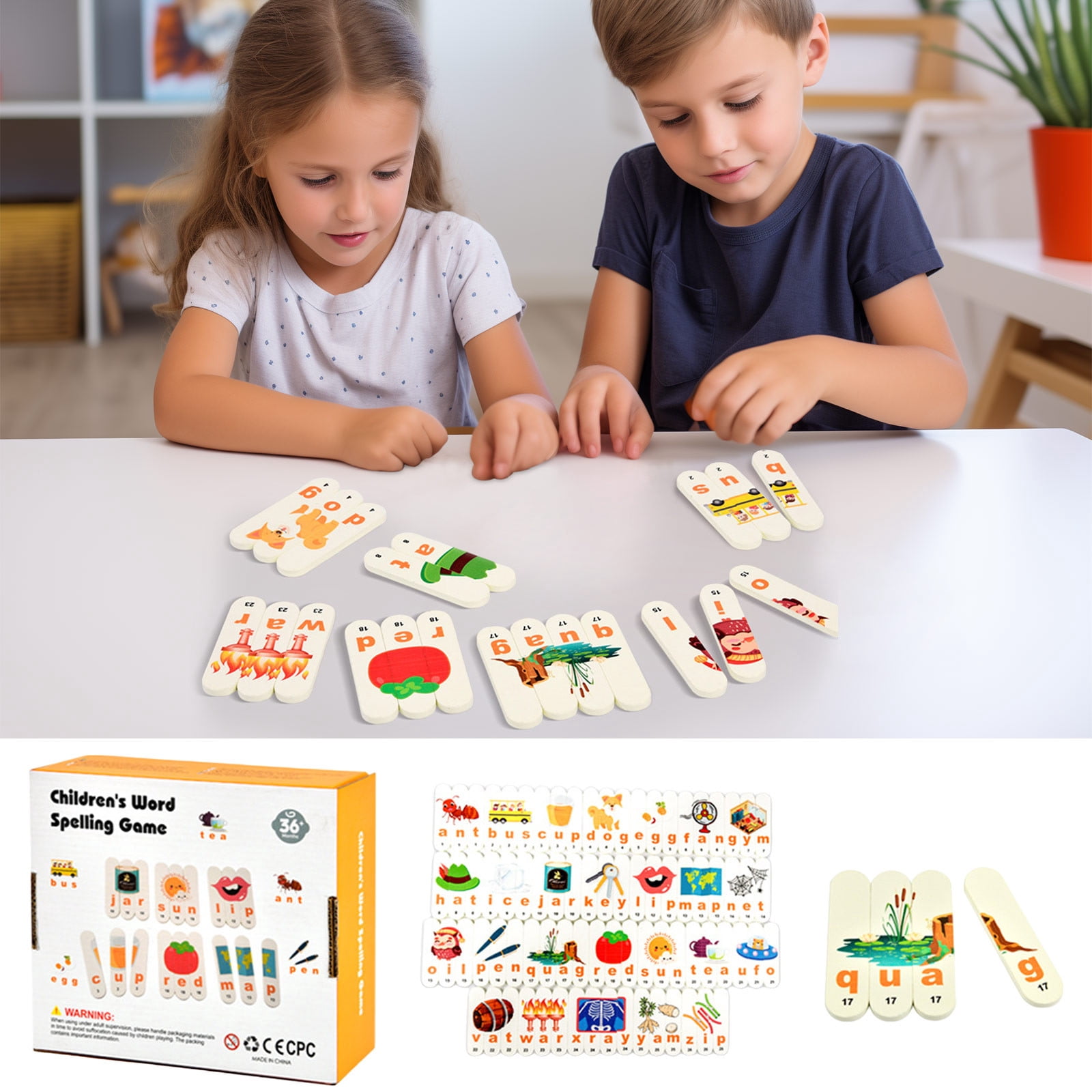 Wooden Alphabet Letter Pairing Spelling Puzzle – Educational Word ...