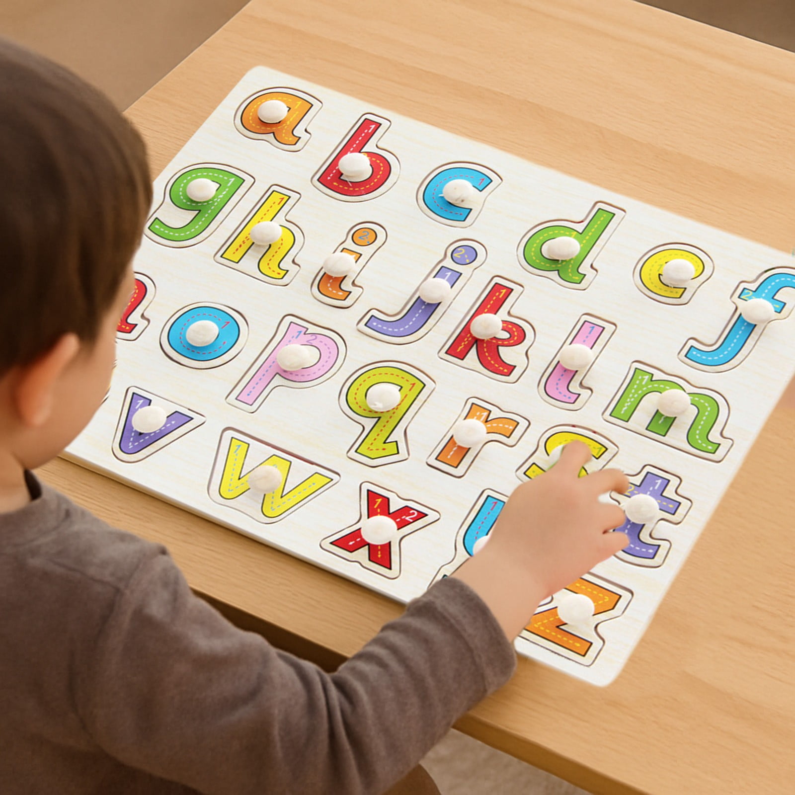 Wooden Alphabet Puzzle Board 11.8x8.8 Inches Shape Matching Cognitive ...