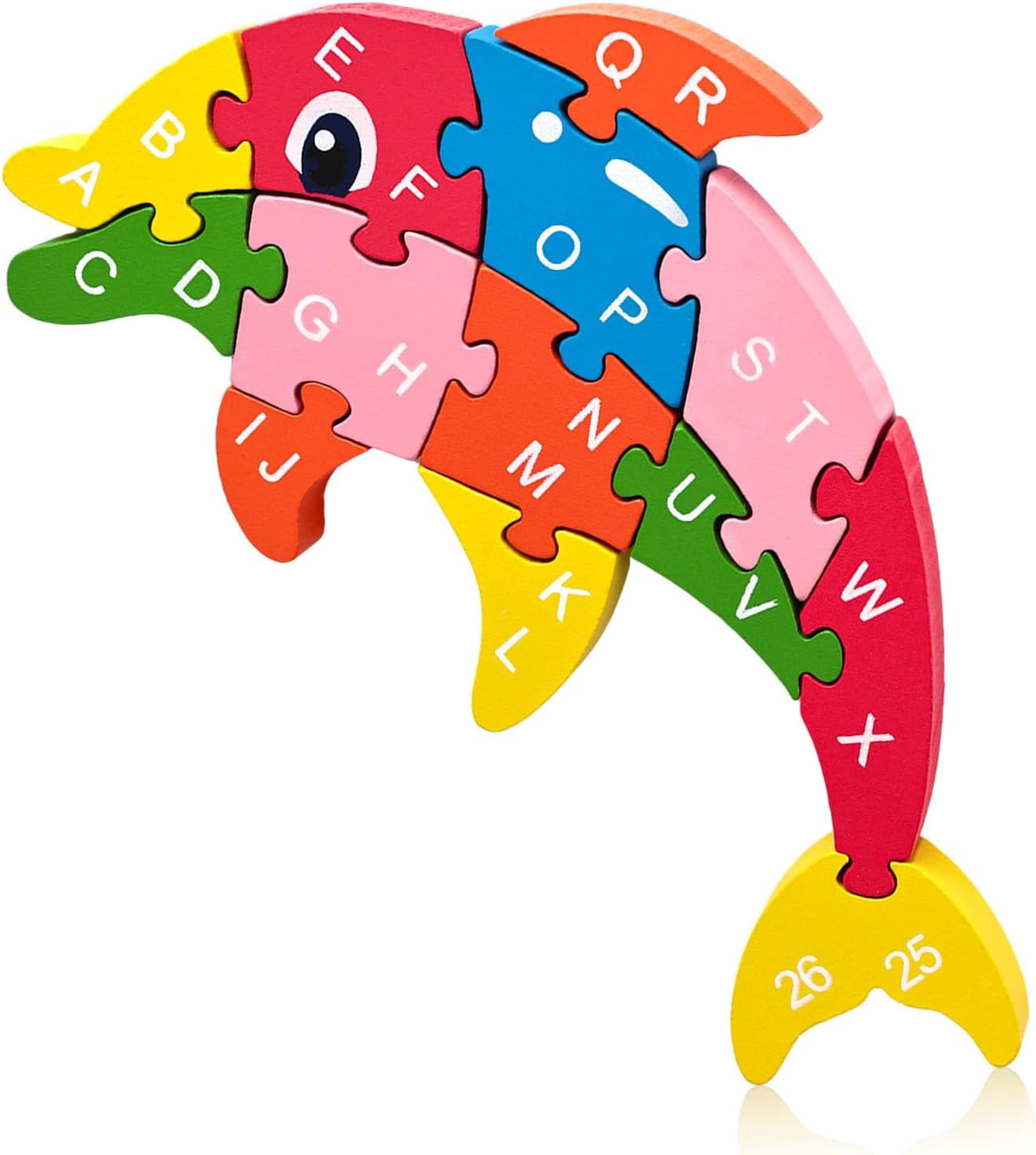 Wooden Alphabet Puzzle for Toddlers, Snake ABC Learning Toys for Kids ...