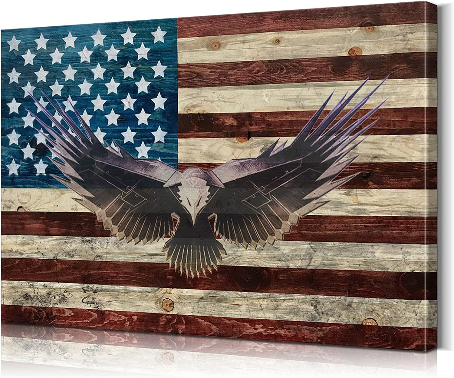 Wooden American Flag Eagles Poster Military Decor Wood American Flag ...