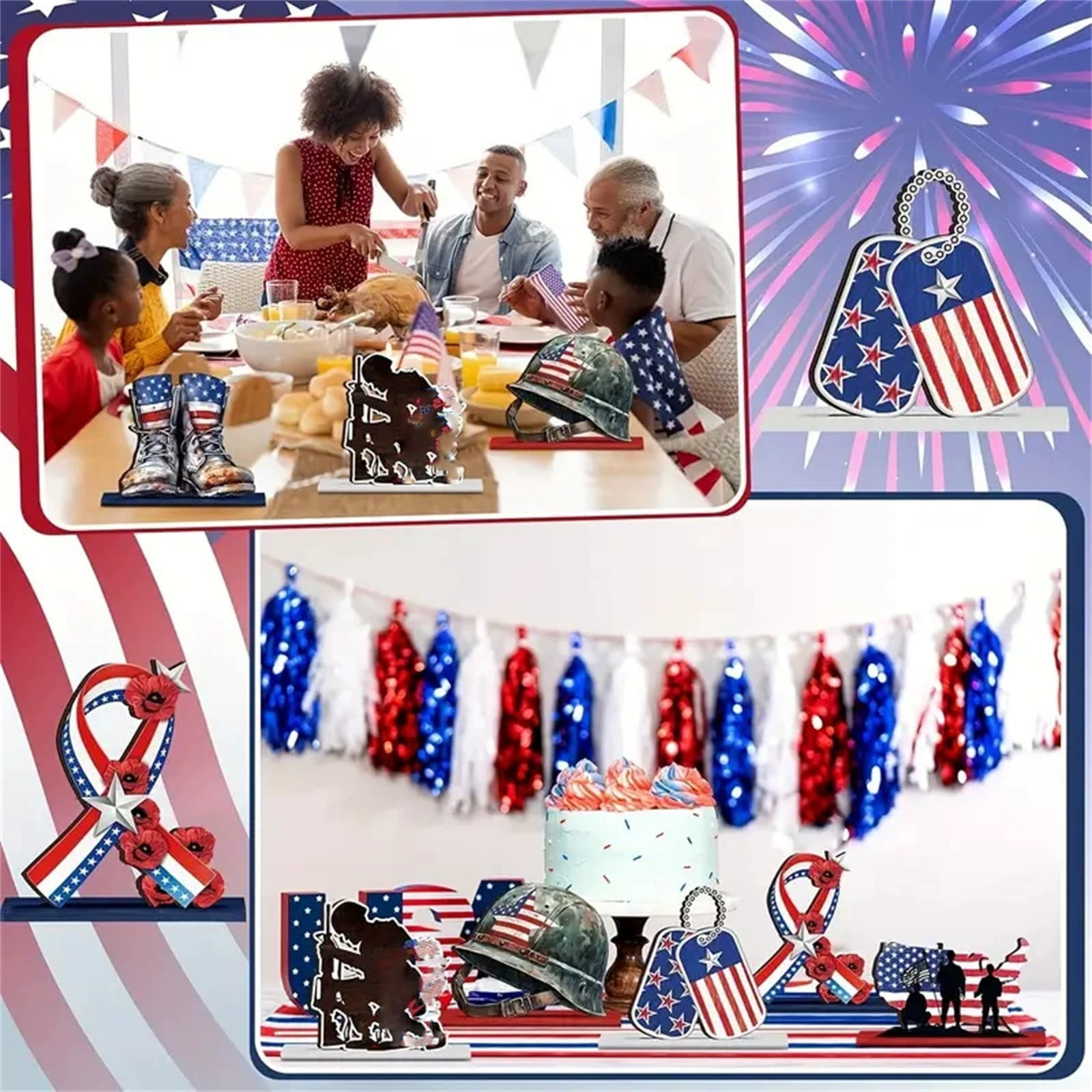 Wooden American Flag Soldier Statue with Star-Salute Design - Patriotic ...