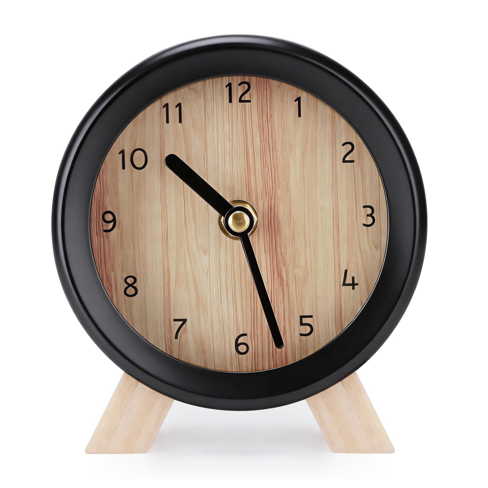 Wooden Analog Clock Small Silent Battery Operated - Minimalist Black ...