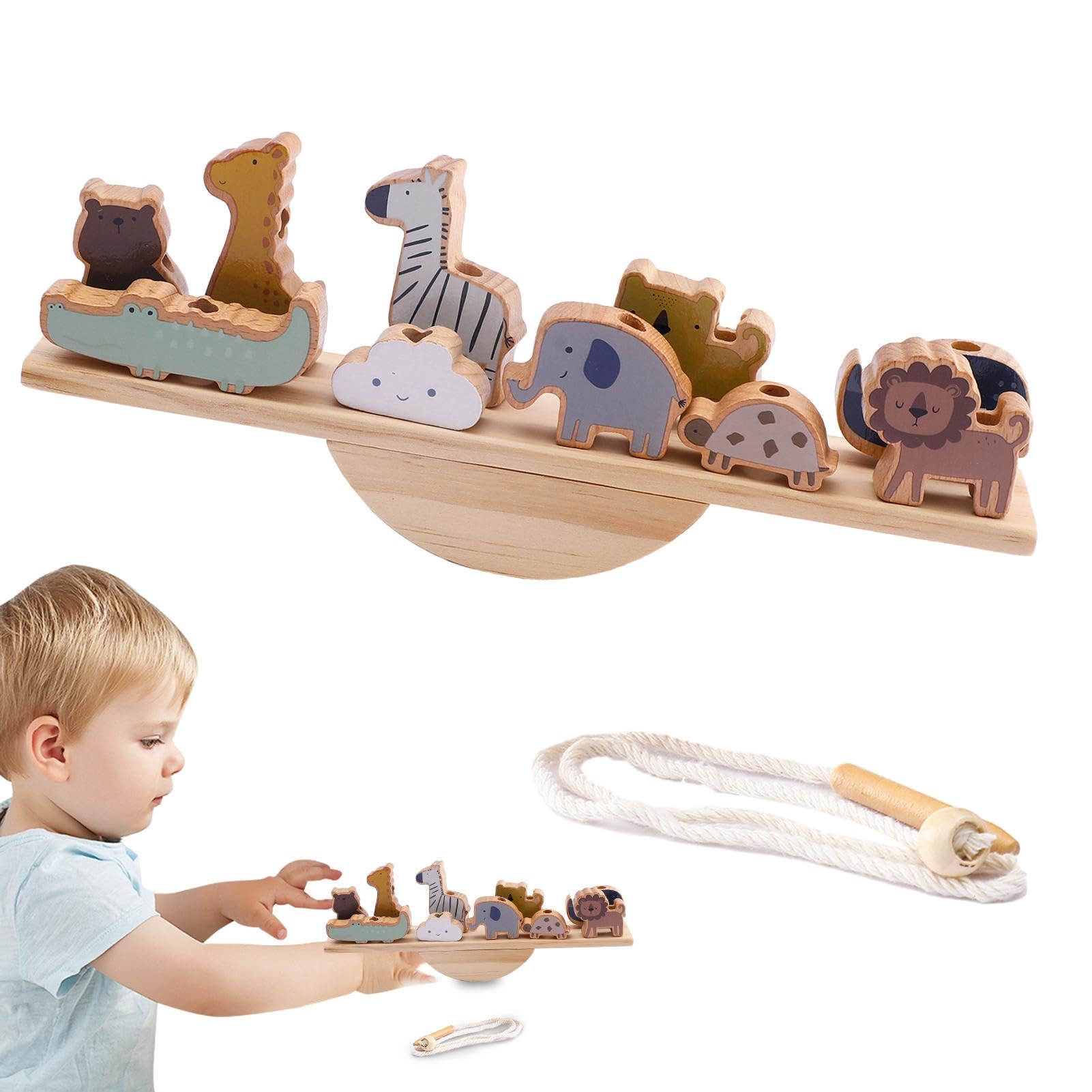Wooden Animal Balancing Game,Animal Blocks Balancing Toy - Wood Animal ...