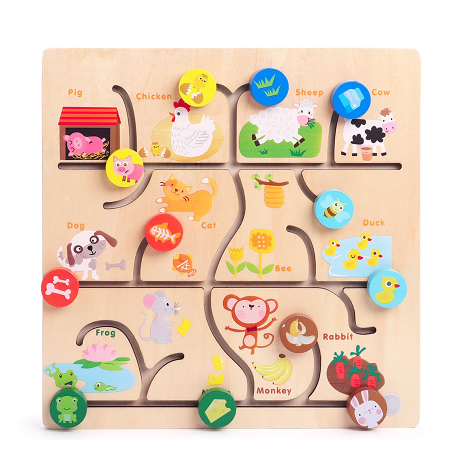 Wooden Animal Number Maze Puzzle Board - Eco-Friendly Early Learning ...