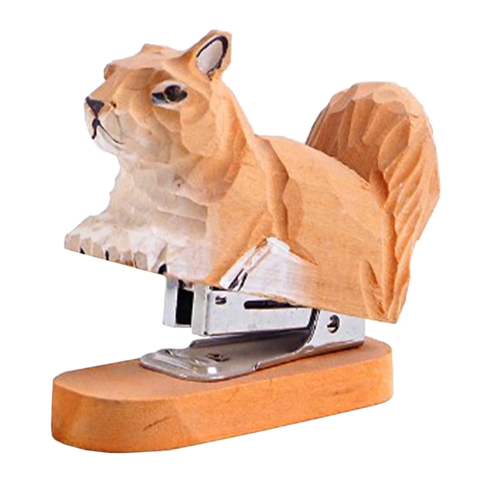 Wooden Animal Stapler Squirrel Stapler Desktop Wood Carving Statue ...
