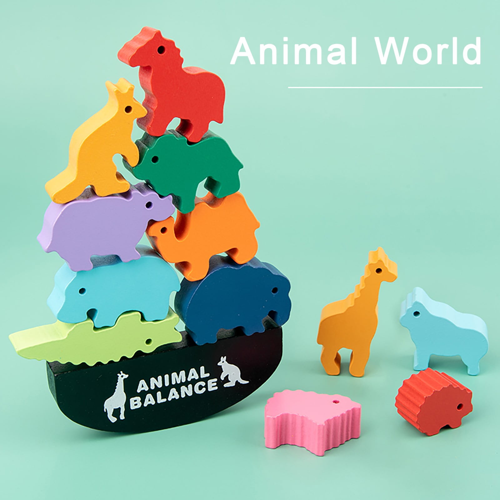 Wooden Animals Balance Training Puzzle Game Toy Kit Educational ...
