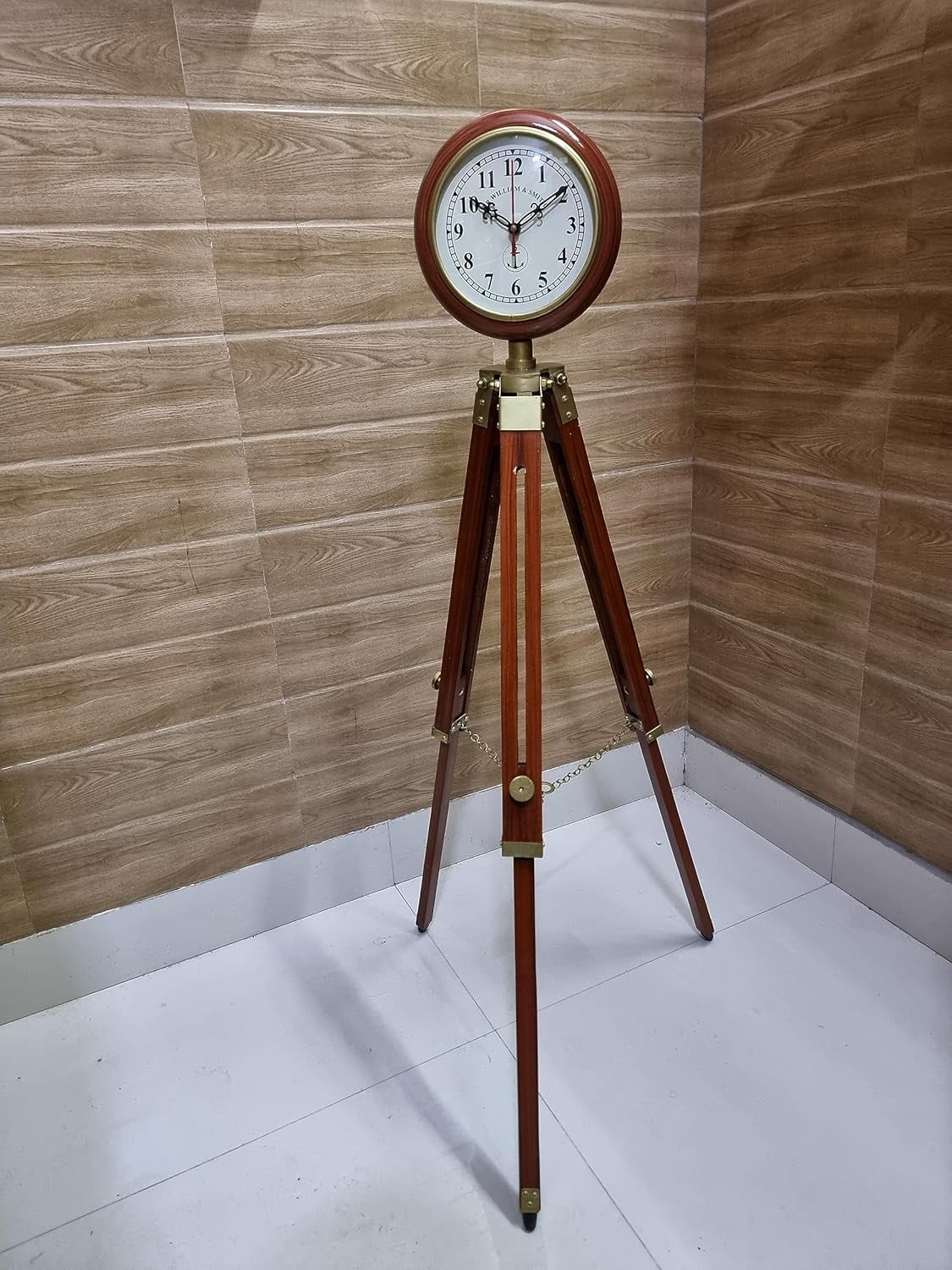 Wooden Antique Adjustable Tripod Floor Clock with Stand Unique Style ...