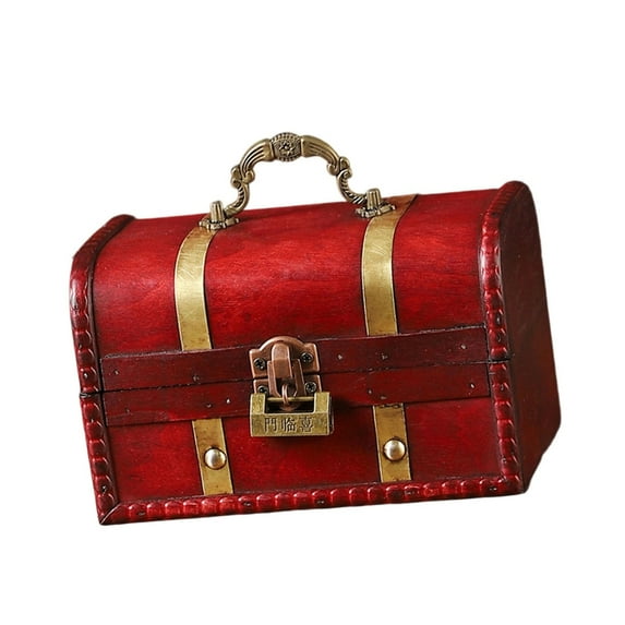 Wooden Antique Style Desktop Box Secure Privacy Lock Multi Functional ...