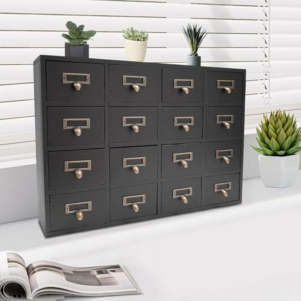 Wooden Apothecary Cabinet with 16 Drawers, Desk Drawer Organizer ...