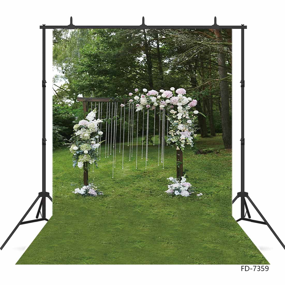 Wooden Arch with Flowers Wedding Photography Backdrops Vinyl Cloth ...
