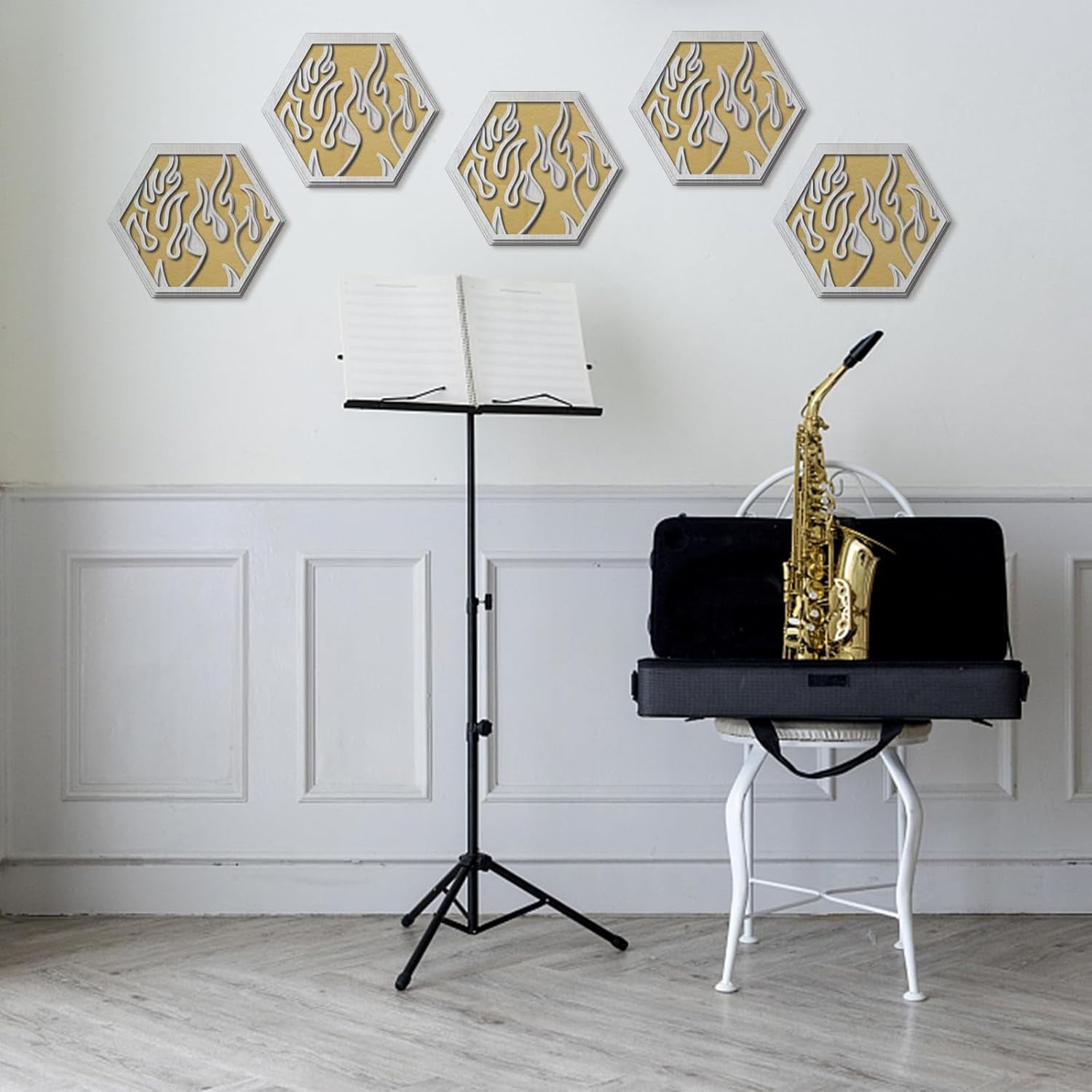 Wooden Art Acoustic Panels Abstractionism Mountain Cutout Yellow Felt ...