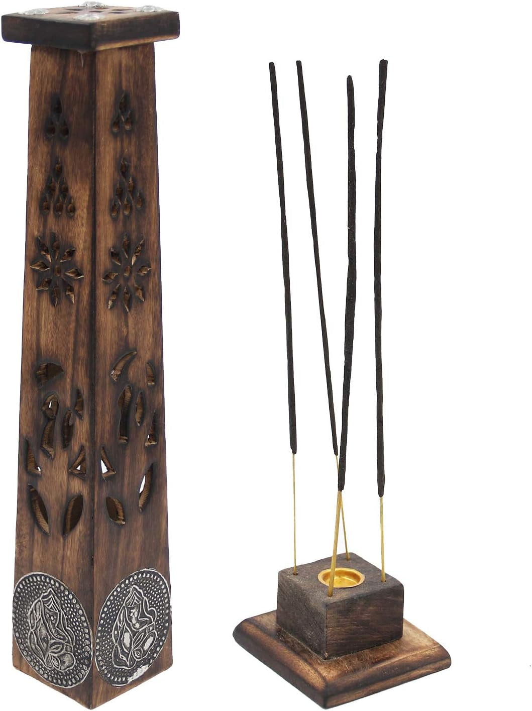 Wooden Artisan Decor Table Top Incense Stick Holder Burner Tower Stand ...