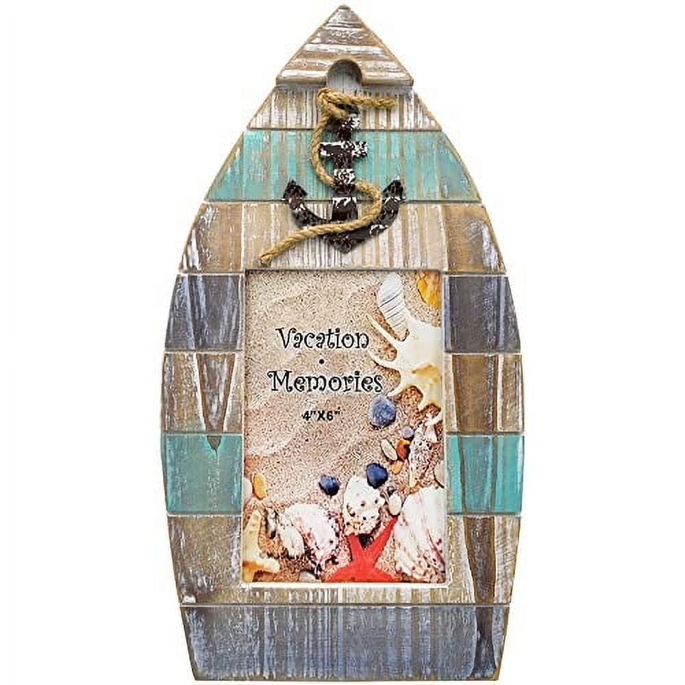 Wooden BOAT Picture Frame Nautical Photo Frames, Unique Blue Accent ...