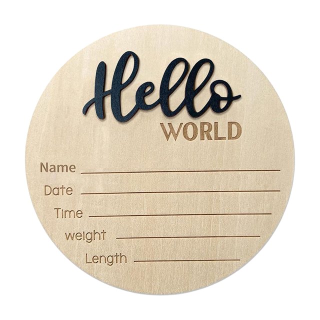 Wooden Baby Birth Announcement Sign Hello World Newborn Welcome Sign ...