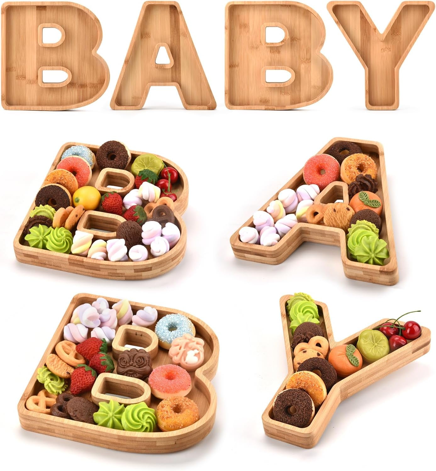 Wooden Baby Charcuterie Board Letters Serving Tray Decorative Platter 4 ...