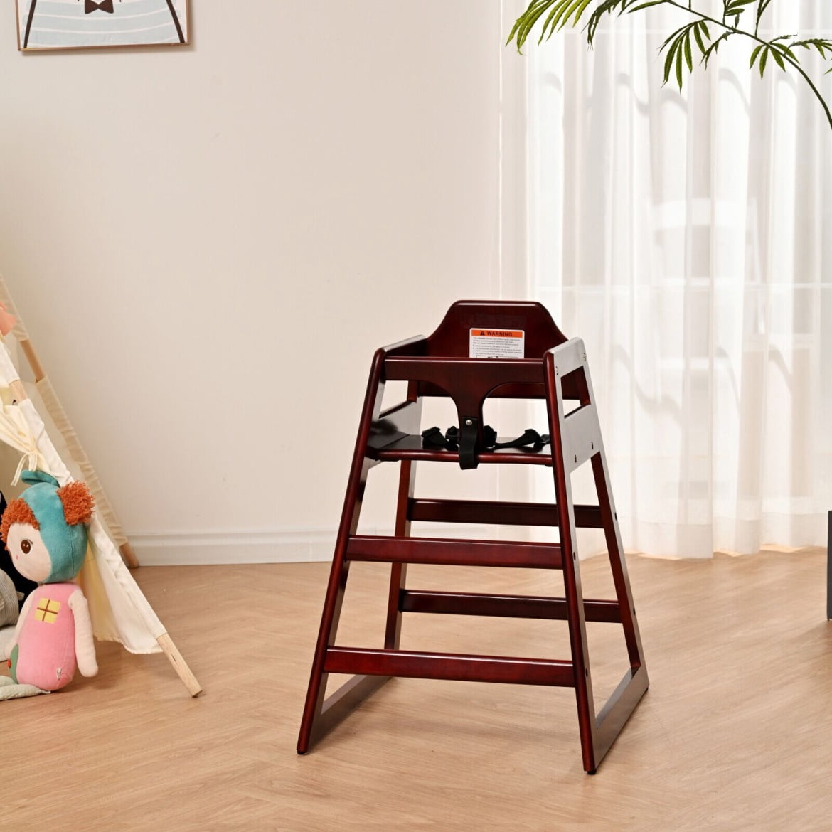 Wooden Baby High Chair Double Solid Wood Feeding Seat Portable Baby ...