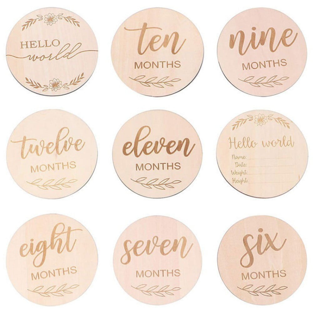 Wooden Baby Milestones Round Wood Chips Double Printing Party ...