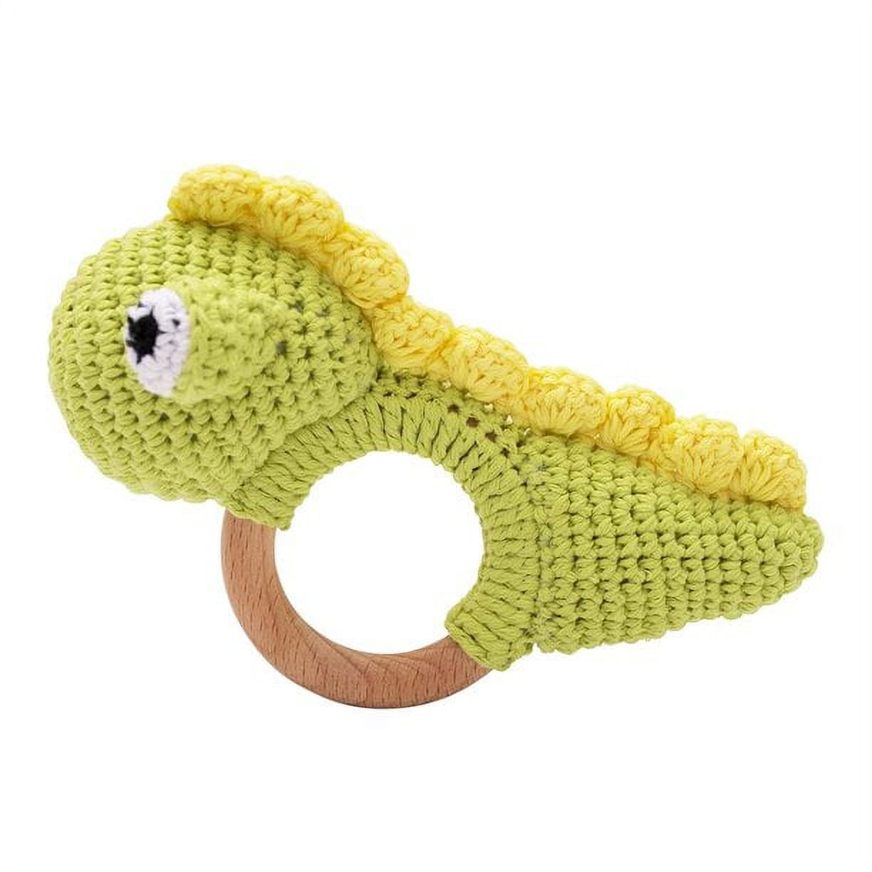 Wooden Baby Rattle Toddler Lovely Crochet Ring Rattle & Teething Ring ...