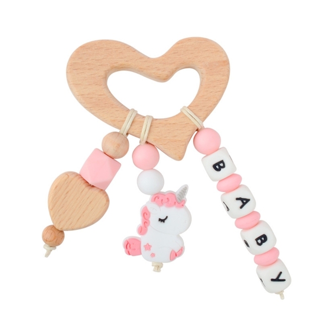 Wooden Baby Rattles Teether Toys Animal Molar Ring Montessori Handmade ...